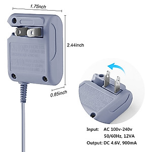 DS Lite Charger Replacement for Nintendo DS Lite, AC Adapter Wall Plug Compatible with NDSL Charger (100-240v)