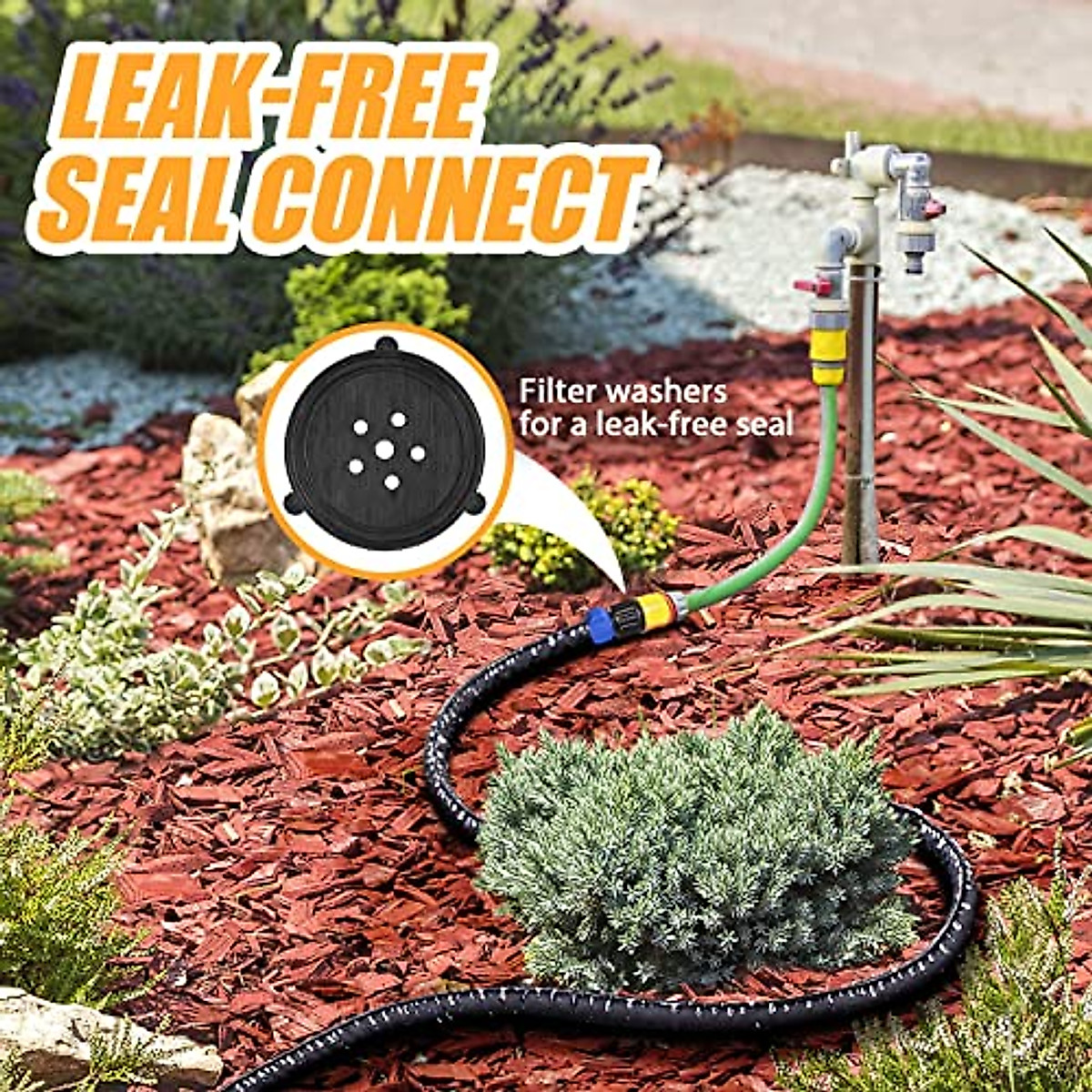 LAVEVE Soaker Hoses for Garden 15 FT, Heavy Duty Drip Irrigation Hose Save 80% Water, Leakproof Double Layer Sprinkler Hose 15 Foot Black Water Hose for Watering System Garden Beds Vegetable