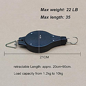 WXTOOLS 4 Pack Retractable Plant Pulley, Adjustable Hanging Flower Basket Hooks Plant Pulleys for Hanging Plants, Plant Hanger for Garden Baskets Pots and Birds Feeder (Black)