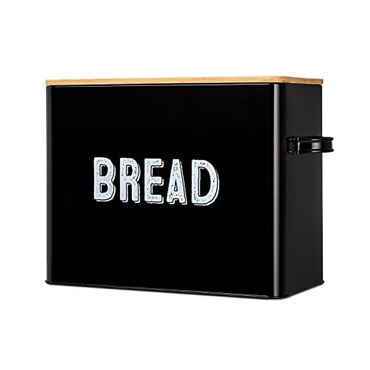 Granrosi Large Black Bread Box for Kitchen Countertop, Bread Storage Container, Breadbox, Bread Container, Bread Boxes, Bread Keeper, Bread Holder - Farmhouse Bread Box with Bamboo Wooden Lid - Black
