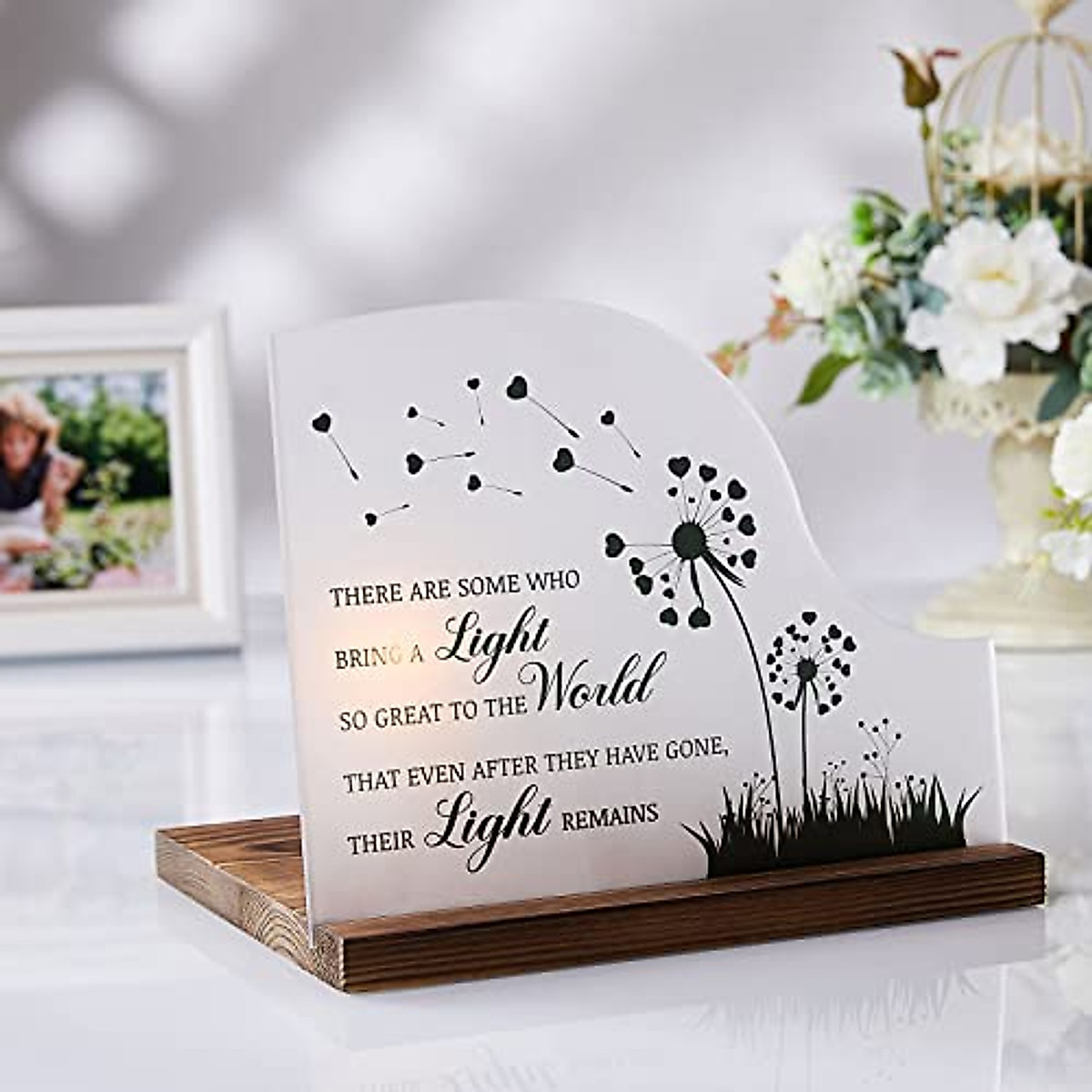 AW BRIDAL Bereavement Gifts Memorial Candle Acrylic & Wooden Wedding Memorial Table Sign, Memorial Sympathy Gifts for Loss of Loved One/Mom/Father