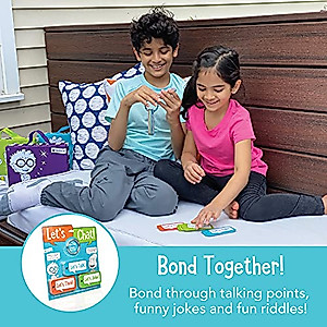 Open The Joy Let’s Chat 3-in-1 Conversation Starters Cards for Kids - Grab and Go Travel Card Games for Car, Airplanes - Talk, Think, Joke Cards - Ages 4+