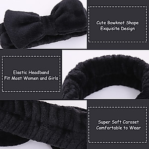 AiMHariacc Facial Bow Head band for Girls Washing Spa Headband Face Skincare Shower Fluffy Towel Headbands, Soft Microfiber Makeup Women Coral Fleece Face Mask Hair Band 2 Pack(Black+Gray)