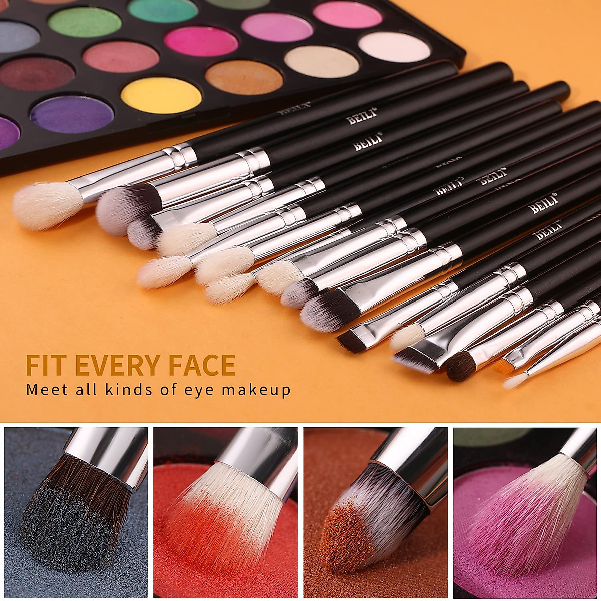 BEILI Makeup Brushes 30Pcs Professional Makeup Brush Set Premium Synthetic Kabuki Foundation Blending Brush Face Powder Blush Concealers Eye Shadows Make Up Brush Set (Black)