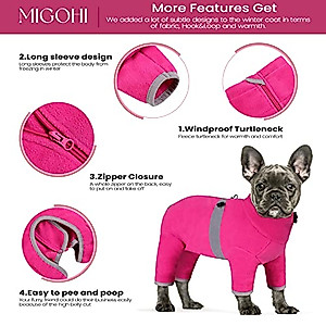 MIGOHI Small Dog Coat, Full Body Winter Dog Sweater with Legs, Turtleneck Warm Dog Pajamas Fleece Pjs Comfy Pullover for Small Medium Dogs, Zip Up Dog Onesie Jammies Pet Apparel Jumpsuit for Puppy