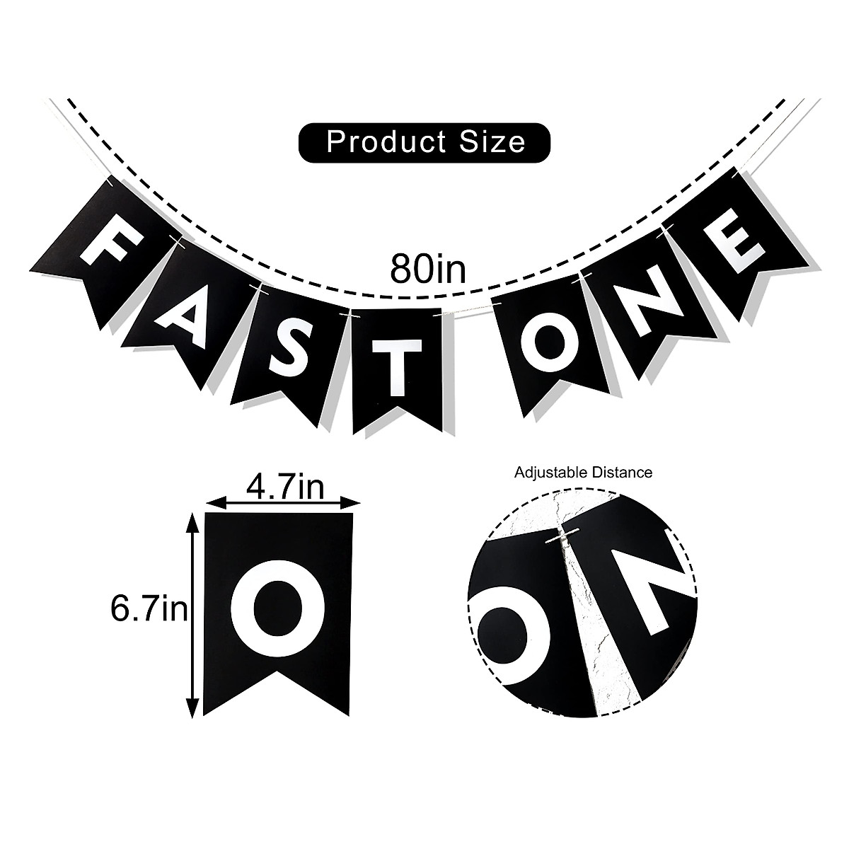 Fast One Banner - Fast One Car Birthday Party, Fast One Flag Banner, First Birthday Party, Vroom Car Party, Fast One Party Decoration