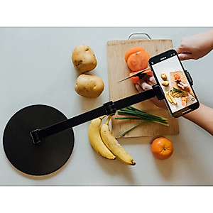 SupeDesk Phone Stand Overhead Recording Stand, Adjustable Cell Phone Holder, Multiangle, 3-Part Adujustable,Horizontal Recording Stand, Compatible with 3.5-11" Phone/iPad Mini/iPhone, Black