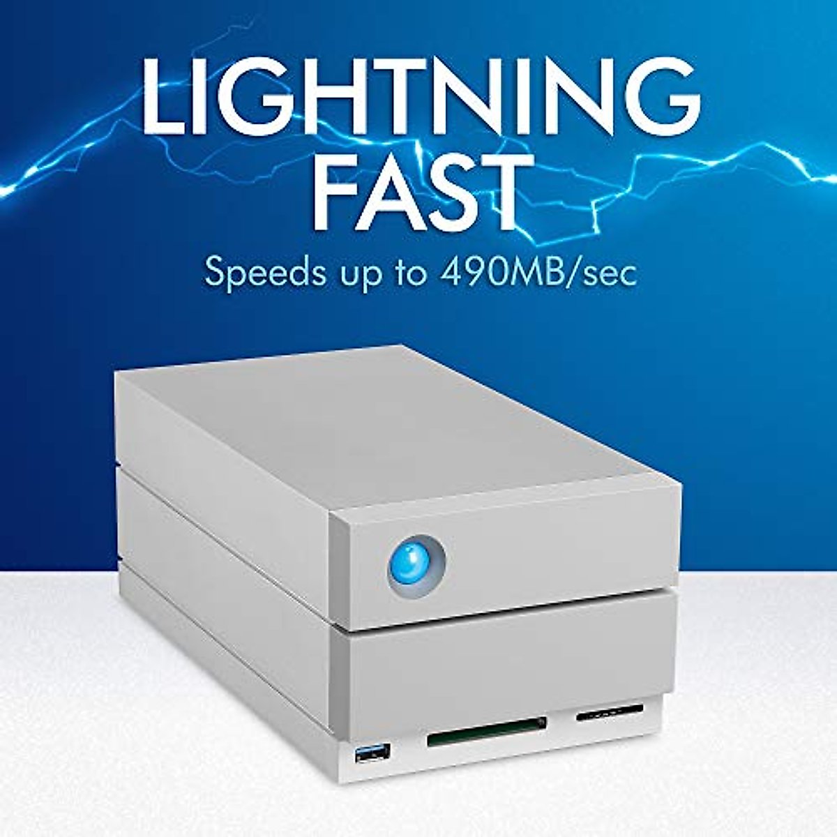 LaCie 2big Dock RAID 16TB External RAID Hard Drive HDD with SD Card CF Card Slots, for Mac and PC Desktop Data Redundancy Thunderbolt 3 USB-C USB 3.0, 1 Month Adobe CC, Data Recovery (STGB16000400)