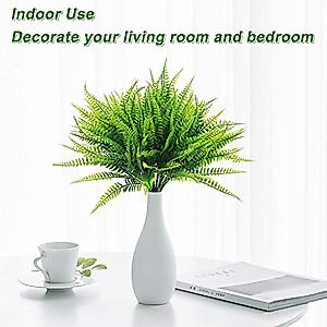 8 Pcs Artificial Boston Fern Plants Bushes Faux Plants Shrubs Greenery UV Resistant for House Office Garden Indoor Outdoor Décor