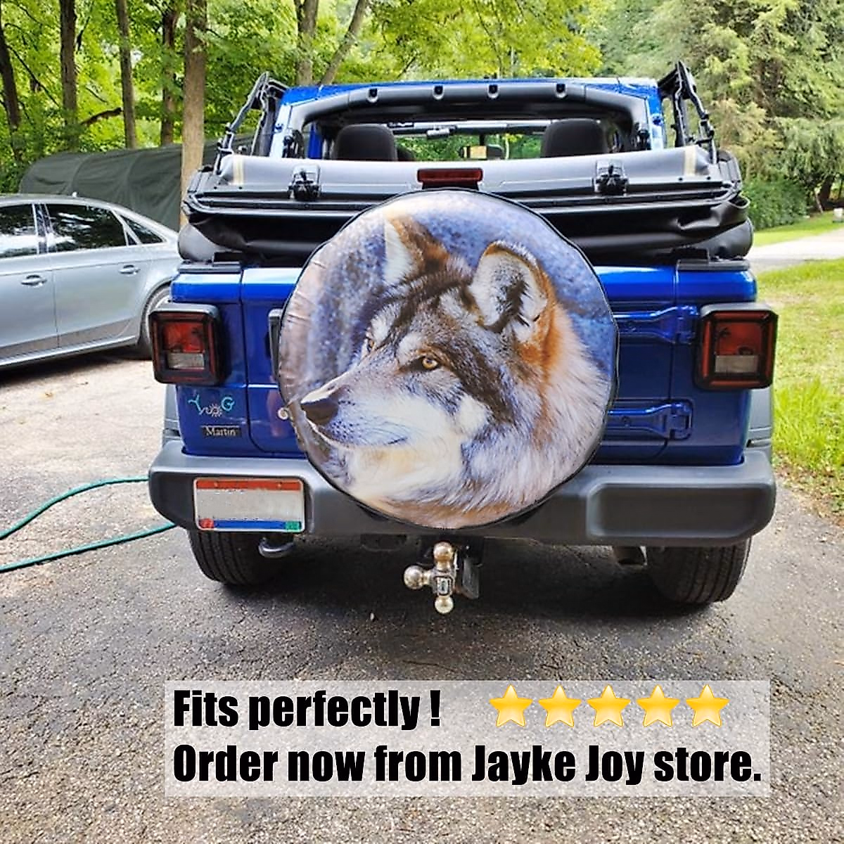 Spare Tire Cover, Wheel Cover with Wolf Print Waterproof Dust-Proof Universal Fit for Jeep, Trailer, RV, SUV, and Camper Van (14 Inch)