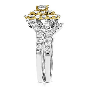 Vir Jewels 1.87 cttw Diamond Wedding Engagement Ring Set 14K Yellow Gold Bridal Size 7