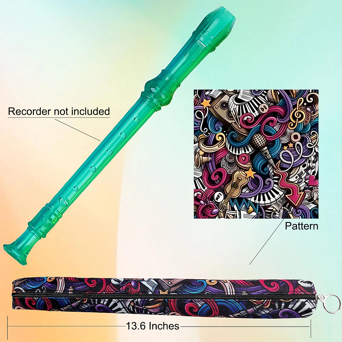 Auteey Flute Storage Case Bag Recorder Gift Bag, Portable Oxford Fabric Vertical Flute Bag for Recorders