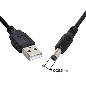 cablecc USB 2.0 Male A Type to 5.5 x 2.5mm DC 5V Power Plug Barrel Connector Charge Cable 80cm