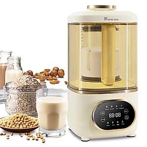RUN.SE 8-In-1 Soymilk Maker with Low noise Soundproof Cover 50oz./1.5L Fully Automatic for Heat Soy Milk Oat Milk Soup Tea Smoothie Baby Food Self-Cleaning with Delay Start