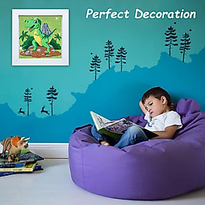 Diamond Art Painting Kits for Kids with Wooden Frames, 5D Diamonds Art and Crafts for Kids, Gem Art Painting by Number Kits for Kids Girls Boys Ages 8-12, (Dinosaur)