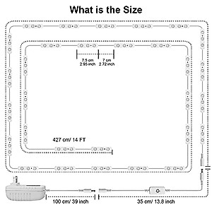 LPHUMEX Hollywood Glam Led Vanity Lights Kit, 14ft Dimmable Mirror Lights, Full Body & Bathroom Lighting, Plug in Floor Light with Power Supply (Mirror not Inlcuded)