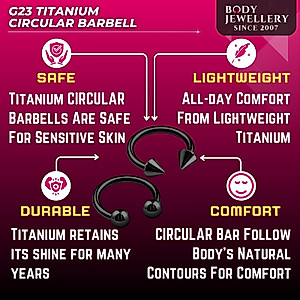 bodyjewellery 2pcs 16g 8mm circular barbell Titanium septum snake nose bite cartilage ring eyebrow ear tragus lip helix B2QCN - Pick color (Black)