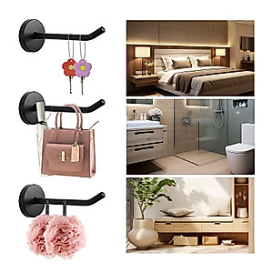 Rannb Robe Hook Coat Hook Heavy Duty Long Nose Wall Mount Hook Stainless Steel Black Matt Surface 145mm/5.7" Length - Pack of 4