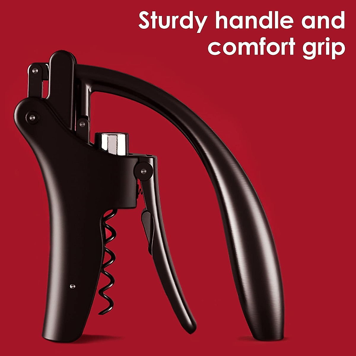 KEISSCO Compact Wine opener Vertical Lever Corkscrew Wine Bottle Opener with Foil Cutter & Extra Screw