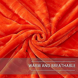 softhug Throw Blanket Super Soft Fleece Blanket Luxury Microfiber Cozy Breathable Flannel Blankets for Couch,Bed,Car,Living Room Orange 50'' x 60''