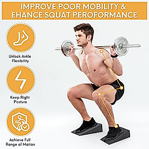 Squat Wedge – Slant Board for Squats Non-Slip Squat Wedge Blocks Improve Squat and Strength Performance Calf Stretcher for Physical Therapy Foot Stretcher