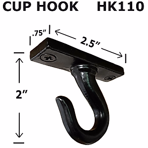 Antique Hardware Depot - 2.5”-Under Cabinet or Shelf Coffee Mug Holder – Cup Hooks Separator – Decorative Black Iron Hangers - Create Rack Under Counter or Wall – Cups, Keys, & Utensils (4-Hooks)