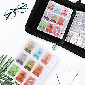 495 Pockets Binder Holder for Animal Crossing Mini Amiibo Cards, 1.3"x1" ACNH NFC Tag Game Cards Carrying Case (Leaf, Plus)