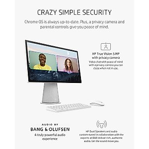 HP Chromebase 21.5" All-in-One Desktop, Intel Pentium Gold 6405U Processor, 4 GB RAM, 128 GB SSD, Rotating Full HD IPS Touchscreen, Chrome OS, Bluetooth Keyboard and Mouse Combo (22-aa0022, 2021)