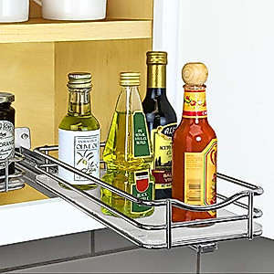 LYNK PROFESSIONAL® Pull Out Spice Rack Organizer for Cabinet - Lifetime Limited Warranty - Slide Out Rack - 4-1/4 inch Wide Sliding Spice Organizer Shelf - Chrome