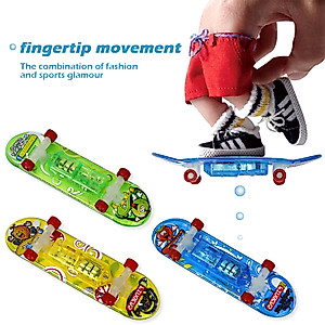 6Pcs Light up Finger Toys Professional Finger Skateboard, Mini Skateboard Fingerboards for Creative Fingertips Movement, Novelty Toys for Adults and Kids Boys Girls Gifts