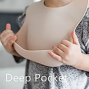 Tenmon Silicone Baby Bibs, Silicone Bibs for Babies Toddlers Girls and Boys, Soft Adjustable Waterproof Bibs, Baby Feeding Bibs (Natural)