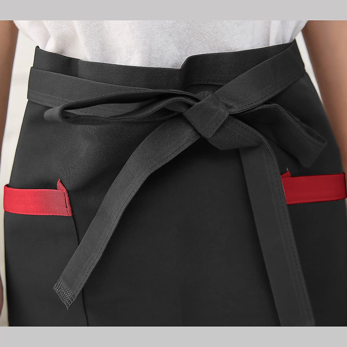 eywlwaar Waist Apron with 2 Pockets Unisex Half Short Apron for Waitress Server Waiter (Black-3Packs)