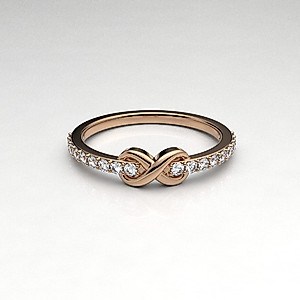 etneyjewels 0.14 Carat White Natural Round Infinity Design Diamond Engagement Ring For Women Set In 10 ct Solid Certified Rose Gold Minimal Jewellery For Her (Clarity I2,Color HI,9)