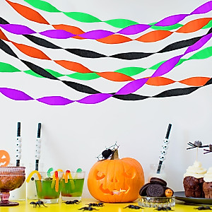 Mr. Pen- Crepe Paper Streamers, 8 pcs, 1.8" x 82ft, Crepe Paper Roll, Orange Streamers, Green Streamers, Black Streamers, Halloween Streamers, Orange Crepe Paper Halloween Decorations Party Streamers