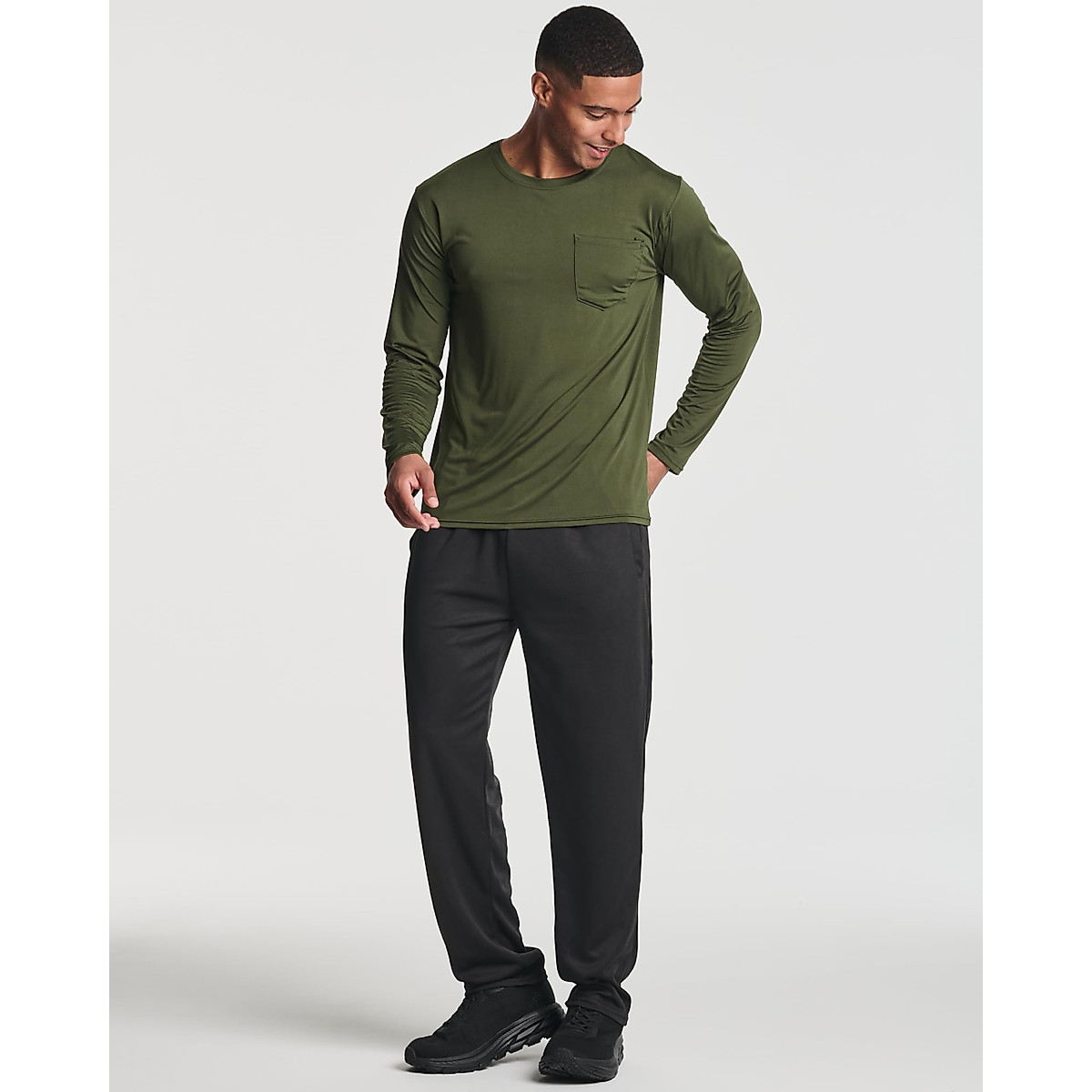 4 Pack:Men’s Long Sleeve Pocket T-Shirt Workout Quick Dry Crew UPF Sun Fishing Dri Fit Gym Tee Athletic Active Performance Casual Wicking Exercise Running Cool Sport Training Undershirt Top Set 1, XL