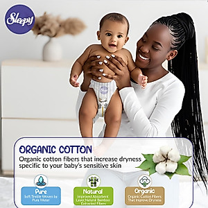 Sleepy 3X Jumbo Natural Baby Diapers, Made from Organic Cotton and Bamboo Extract, Ultimate Comfort and Dryness, 60 Count – Size 6 XL, Child Weight 33-55 lbs