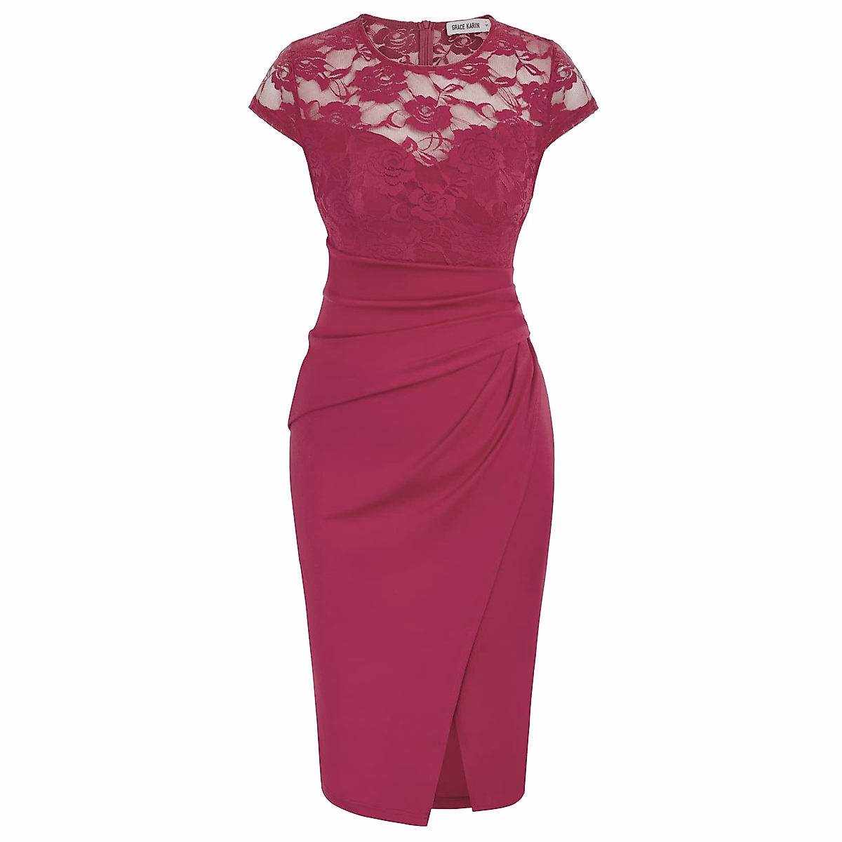 GRACE KARIN Women's Retro Floral Lace Slim Fit Evening Cocktail Mini Dress for Women Rose M