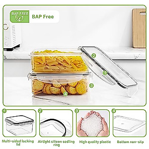 HOMBERKING 32 Pieces Food Storage Containers Set with Snap Lids (16 Lids + 16 Containers), Meal Prep Airtight Plastic Containers, BPA-Free Lunch Containers for Kitchen Organization, Pantry, Home, Black