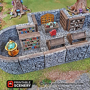 3DEGOS Library Furniture Set DND Terrain 28mm for Dungeons and Dragons, D&D, Pathfinder, Warhammer 40k, RPG, Miniatures, Age of Sigmar, Tabletop, D and D, Dungeons and Dragons Gifts