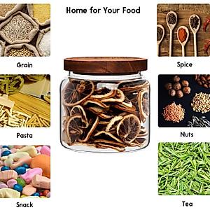 Datttcc Glass Canister set, Large Glass Jars with Airtight Lid Set of 3,Glass Food Containers Wooden Lids for Kitchen Pantry for Flour,Noodle,Egg,Coffee,Tea(1L/2L/3L)