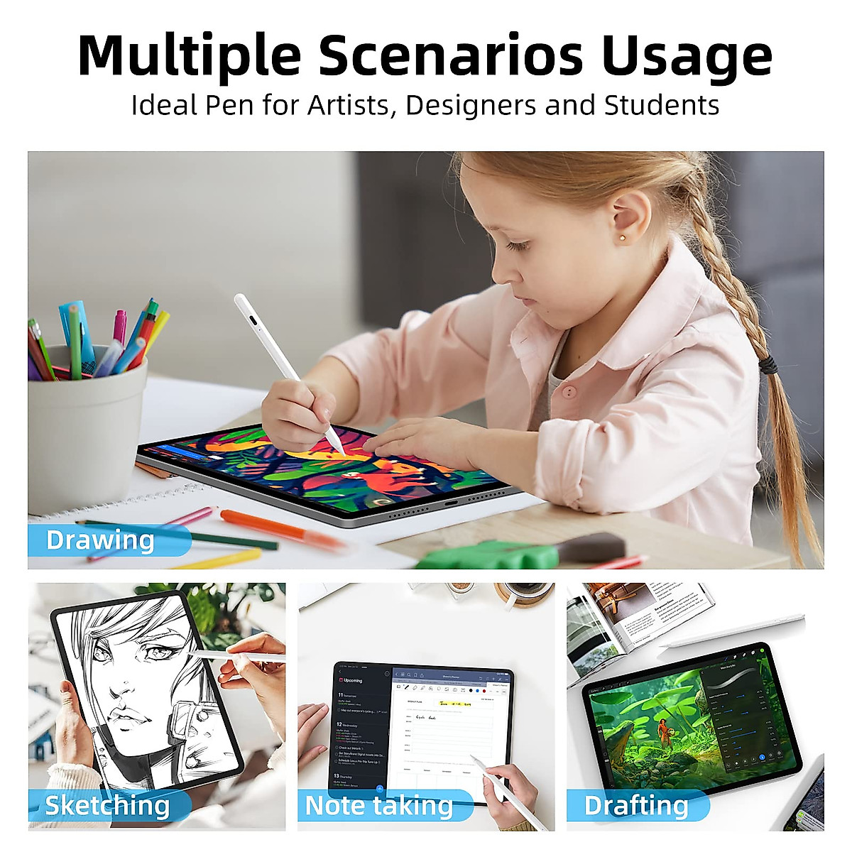 JUQITECH Backlit Keyboard Case with Stylus Pen for iPad 9th/8th/7th Gen 10.2inch - Active Pencil with Palm Rejection, Wireless Bluetooth Magnetic Keyboard for iPad 10.2" Cover Case with Pencil Holder