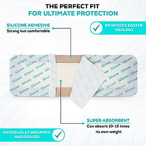 MedVanceTM Silicone - Bordered Silicone Adhesive Foam Dressing Size 4"x 12" (2.4"x10.4" Pad) Box of 5 dressings