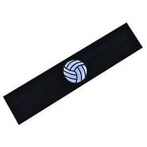 Cotton Volleyball Patch Stretch Headband (Black)