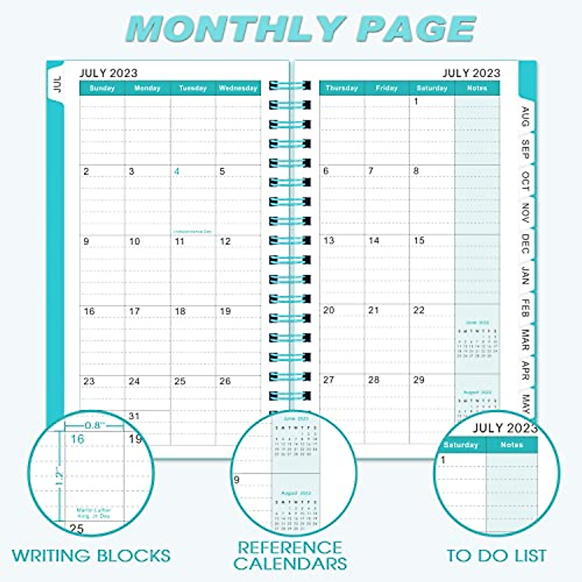 2023-2024 Pocket Planner/Calendar - Weekly & Monthly Pocket Planner, JULY 2023 - JUNE 2024, 6.8" x 4.3", Strong Twin - Wire Binding, Plastic Cover, Round Corner