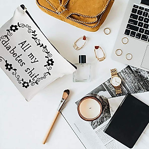 Diabetic Supplies Cosmetic Bag - All My Diabetes - Diabetic Emergency Kit Funny Travel Bags Zipper Pouch Toiletry Make-Up Case for Women Grandma Grandpa Mom Dad Sister Brother Birthday Christmas Gifts