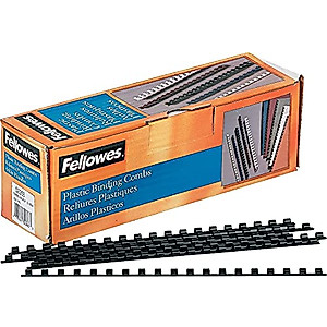 Fellowes 52366 Plastic Comb Bindings, 1/4-Inch Diameter, 20 Sheet Capacity, Black, 100 Combs/Pack