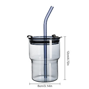 Ochine Glass Coffee Mugs Tea Cups Set Drinking Glasses Cup Cappuccino Glass Mugs Beer Glasses 12oz Clear Iced Coffee Cup Espresso Mug Cups Large Insulated Glasses Coffee Mug with Straw and Lid