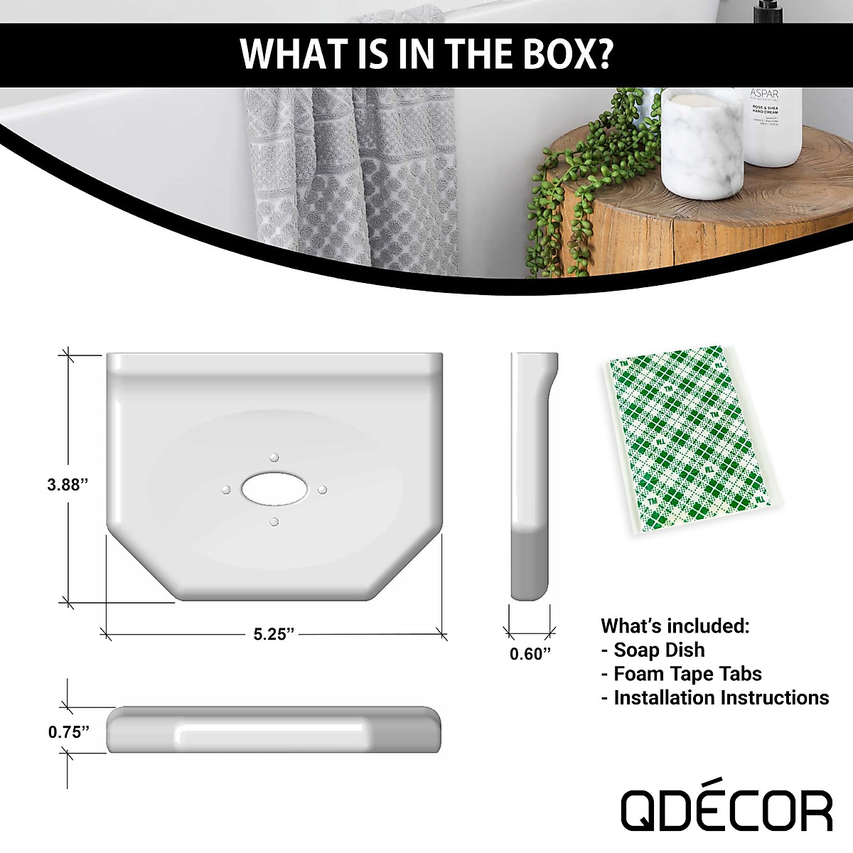 Questech Decor Floating Shower Shelf Soap Dish, Wall Mounted Retrofit for Tiled Shower Walls, Bathroom Shower Organizer, 5 Inch Geo Flatback Shelf, Oil Rubbed Bronze