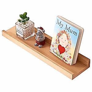 HOMWOO Floating Shelves Natural Wood Wall Shelves Wall Mounted Picture Ledge for Home, Living Room, Bedroom, Bathroom, Office,16 Inches (Natural,16 Inches)