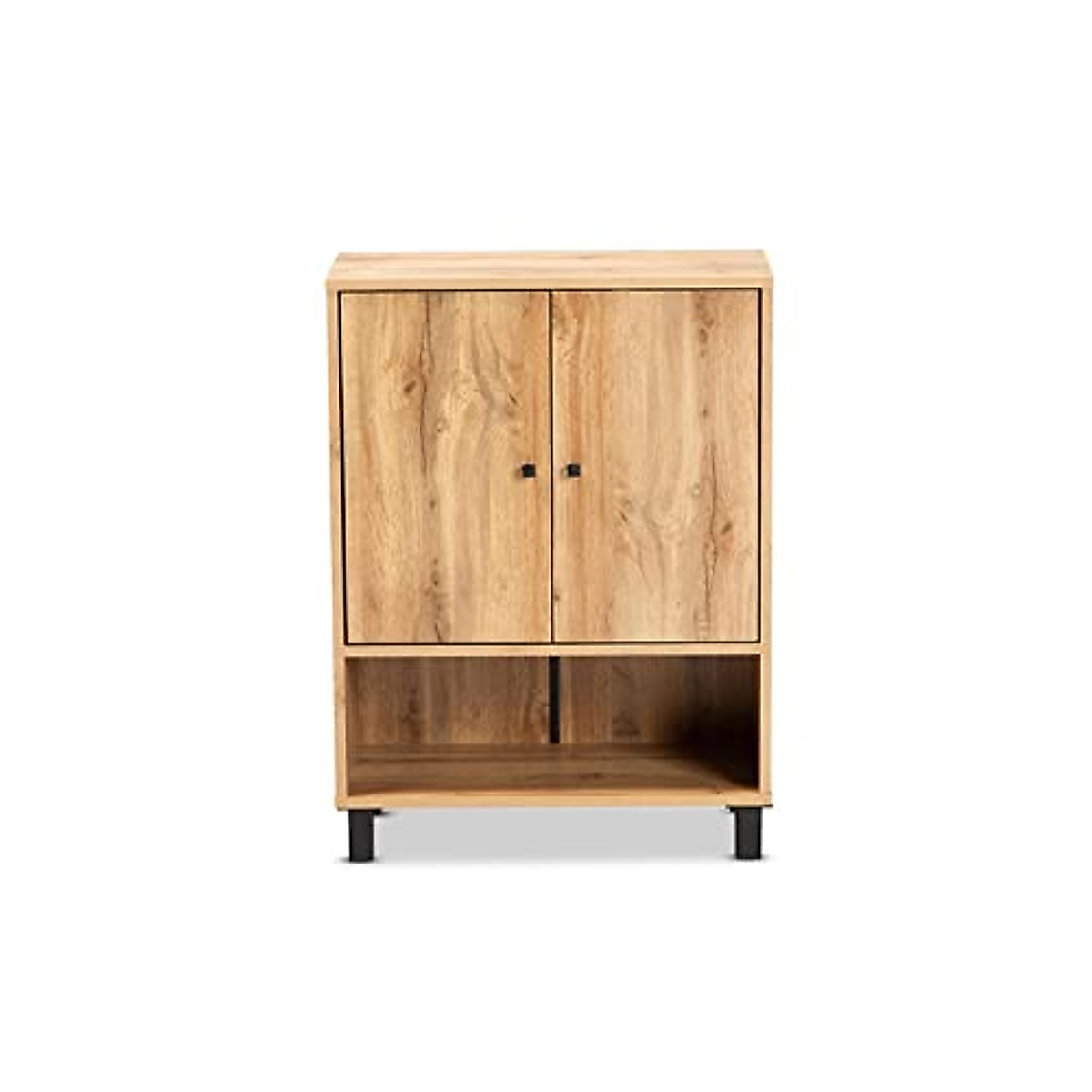 Baxton Studio Shoe Cabinet with Oak and Black ATSC1613-Wotan Oak-Shoe Cabinet